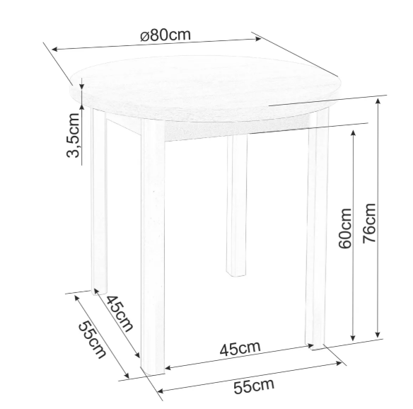 Adam Round Dining Table 80 cm – Newline